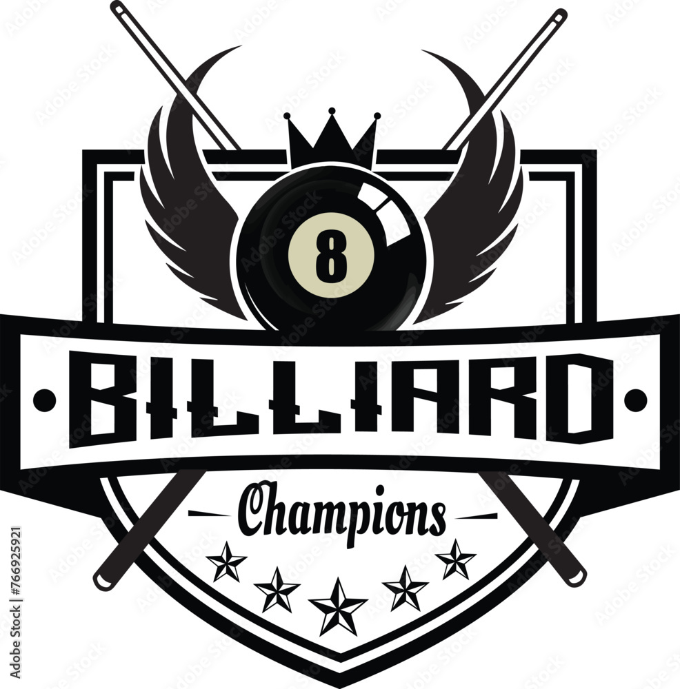 Billiard champions logo design. Billiard club logo template. Billiard ...