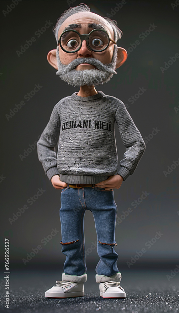 an animated cartoon image of a 50 year old man with short hair with a ...