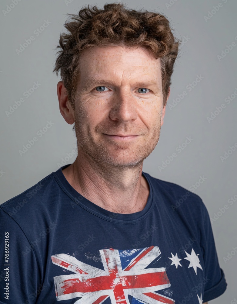 ID Photo: Australian Man in Australian Flag-inspired T-shirt for ...