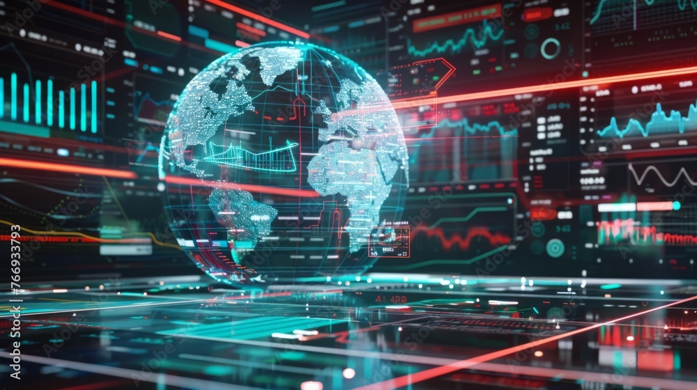 An immersive 3D animation displaying a holographic representation of ...