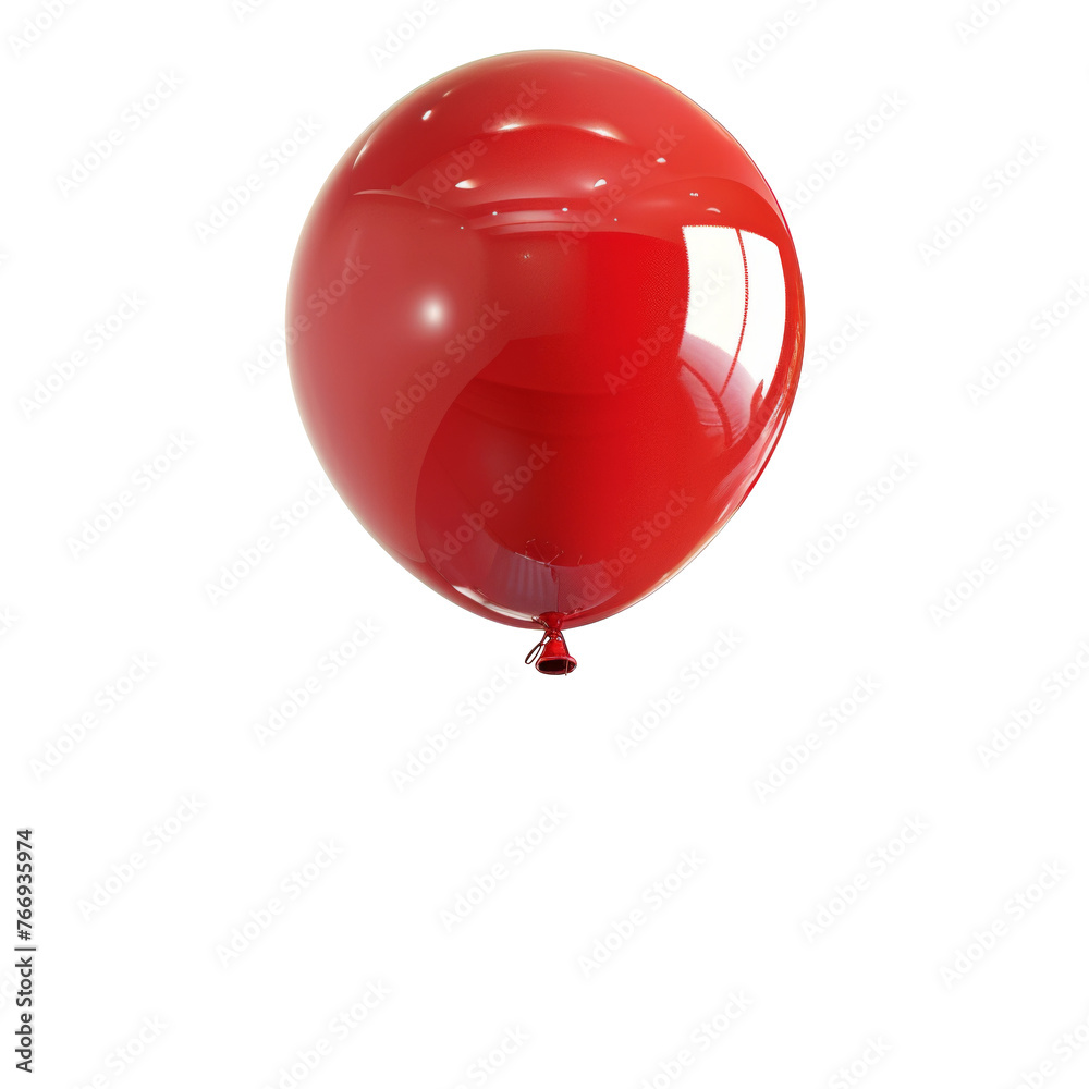 Shiny red balloon with reflective surface on transparent background ...