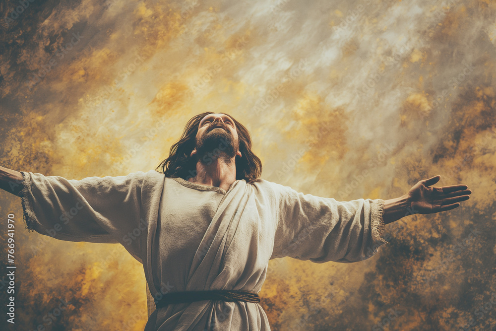 Jesus Christ Resurrection, Christian Easter Background. Glory of Christ ...