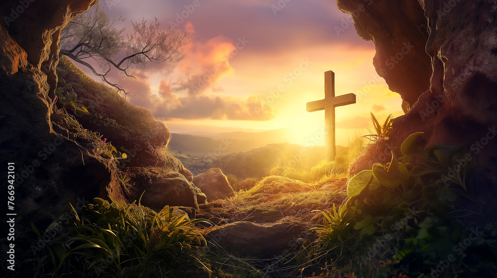 Jesus Christ Resurrection, Christian Easter holiday Background ...
