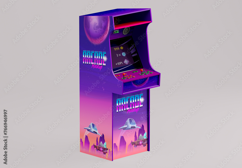 Perspective View Arcade Machine Mockup Stock Template | Adobe Stock