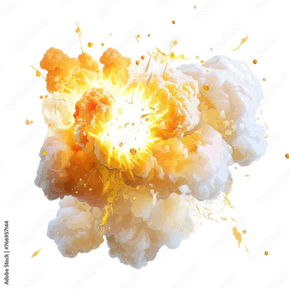 Fire animation with smoke cloud, comic blast, bomb explosion, magic ...