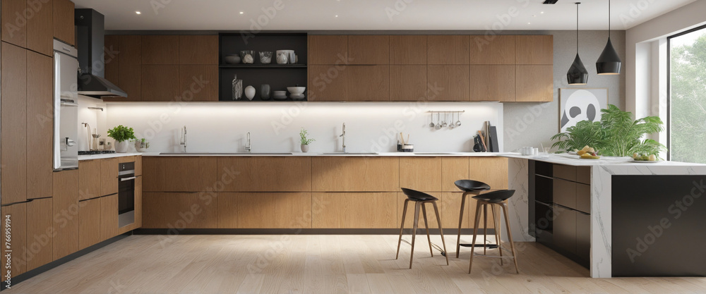 contemporary kitchen and pantry home interior design background house ...