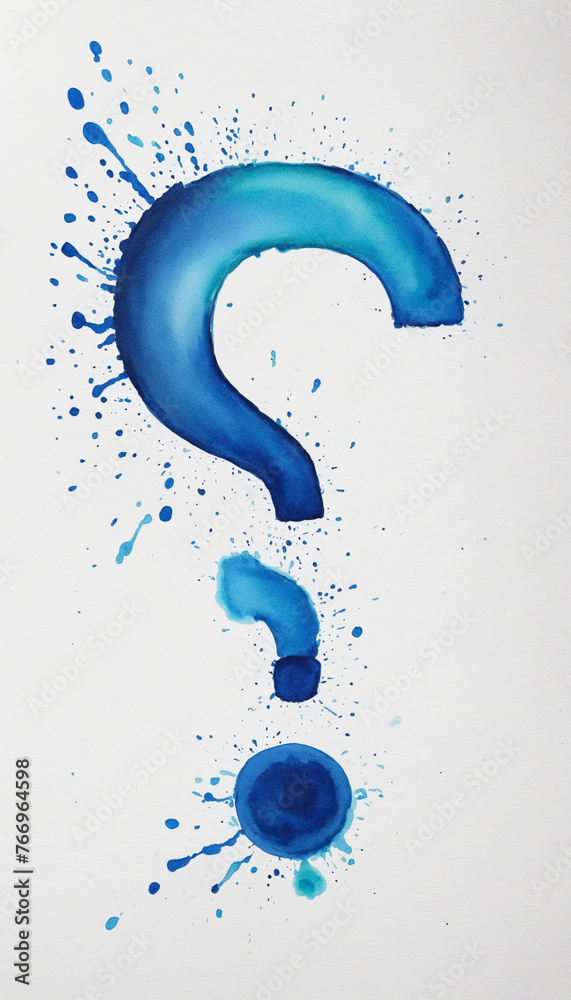Watercolor question mark in blue colorful background colorful ...