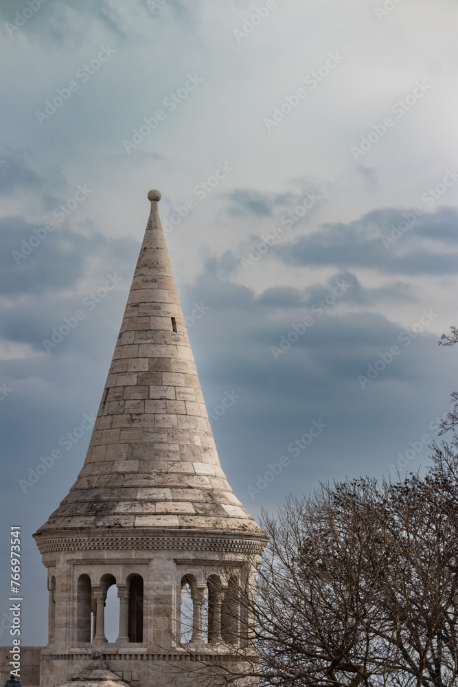Fisherman's Bastion in Budapest (hungarian: Halszbstya), structure with ...