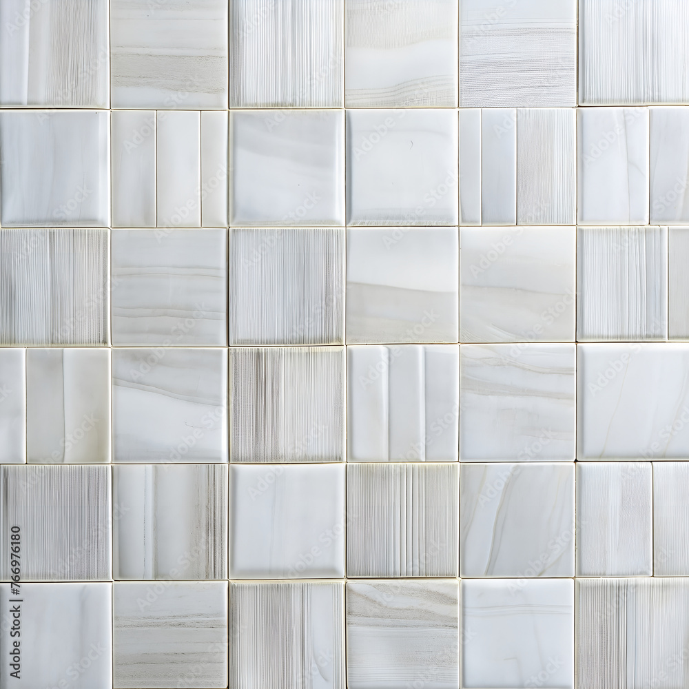 White Ceramic Tile Texture with Beveled Edges, White Square Tiles with ...