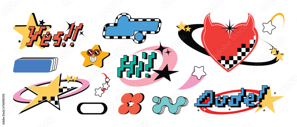 Collection of retro elements for design. Abstract geometric shapes in ...