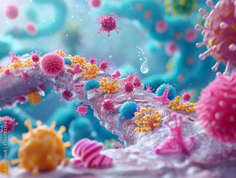 Design a 3D animation of a bacteria character trying to hide in the ...