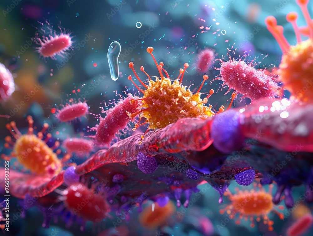 Design a 3D animation of a bacteria character trying to hide in the ...