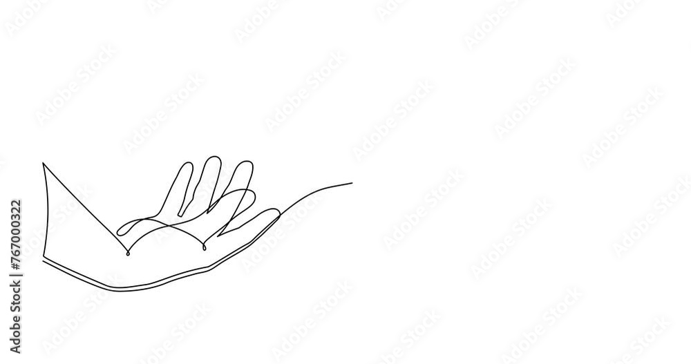 Hands one-line art animation, hand drawn continuous contour drawing ...