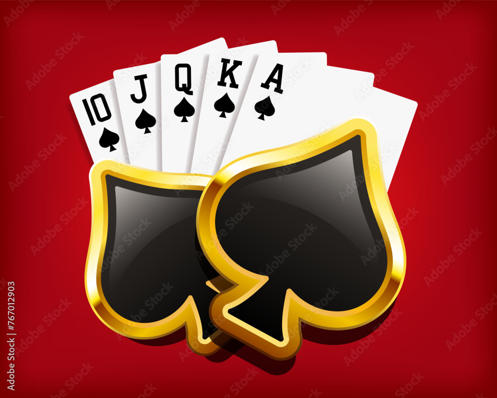 Royal Flush. A poker hand of a royal flush in spades. Spades Royal ...