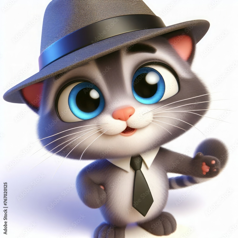 Caricatura de un pequeño gato adorable en 3d, personaje de fantasía ...