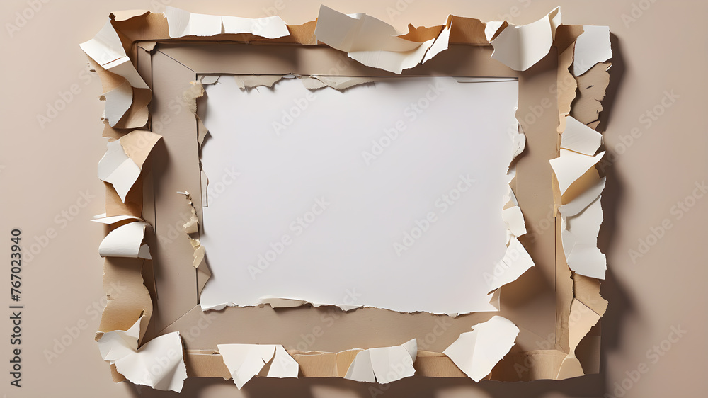 Torn paper form a frame with a copyspace. AI generated image, ai. note ...