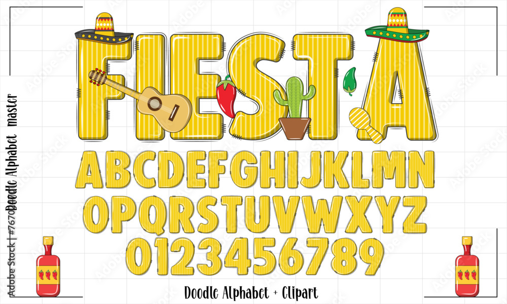Mexican alphabet png files bundle, Mexican doodle letters png, Mexican ...