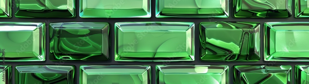 Green glass brick wall seamless pattern, horizontal view. a seamless ...