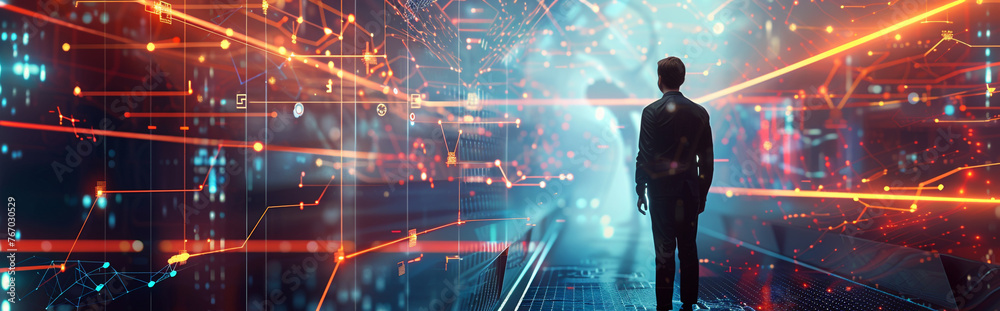 A detailed digital illustration of a businessman symbolizing the ...