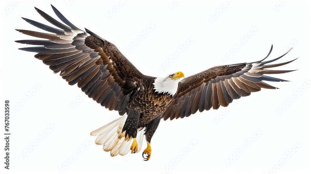 Soar through the sky with this majestic bald eagle. This powerful bird ...