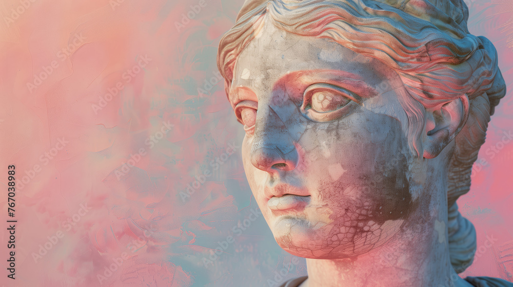 Ancient Greek antique sculpture of a woman, goddess, made in pastel ...