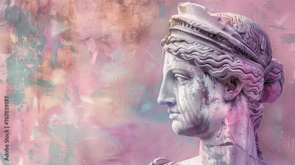 Ancient Greek antique sculpture of a woman, goddess, made in pastel ...