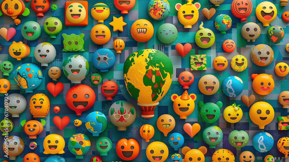 World emoji day 3d banner background. World emoji day with a funny ...