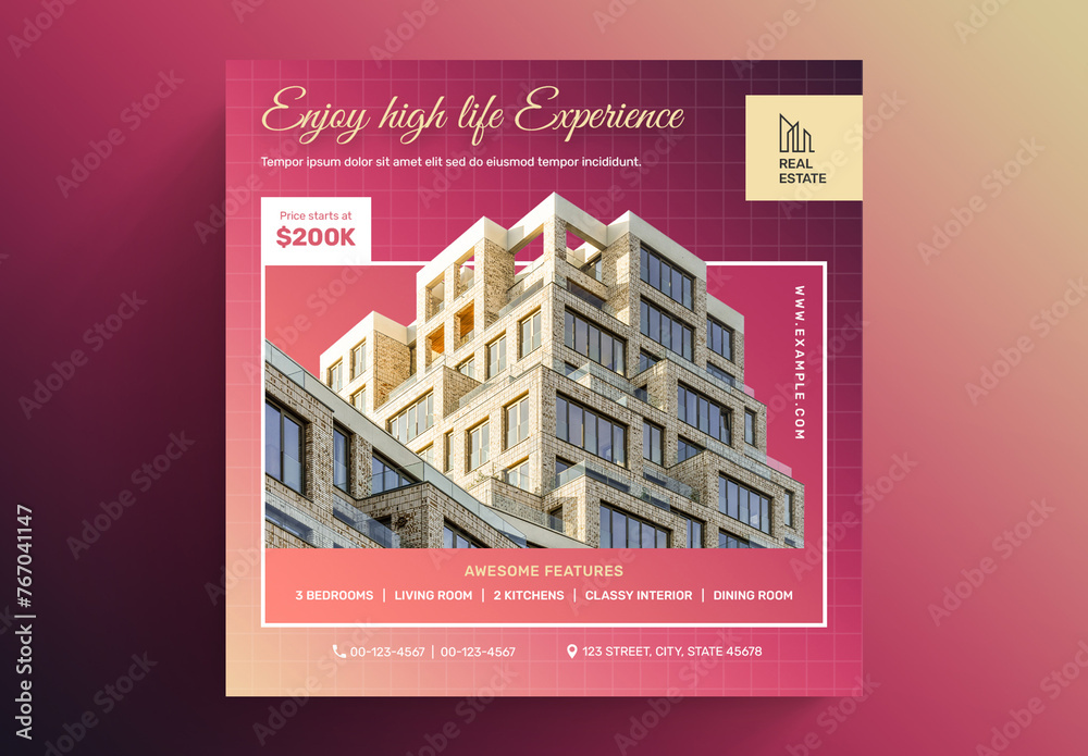 Real Estate Social Media Post Layout Stock Template | Adobe Stock