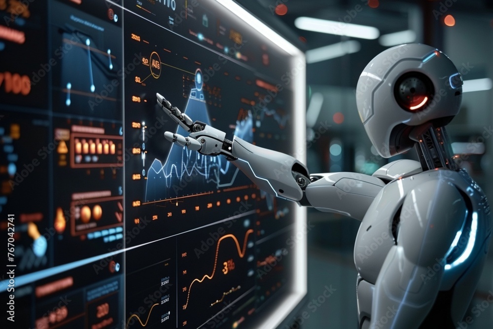 Businessman touch automated data management system to create reports ... Businessman touch automated data management system to create reports ...