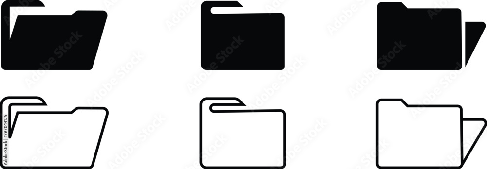 folder icon set isolated on transparent background. Document symbol ...