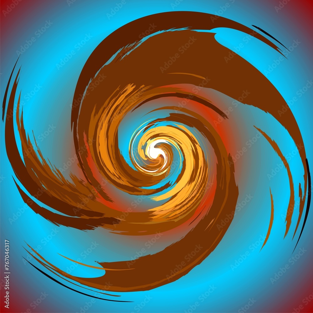 Abstract vortex with brown and neon blue colors - graphics with effect ...