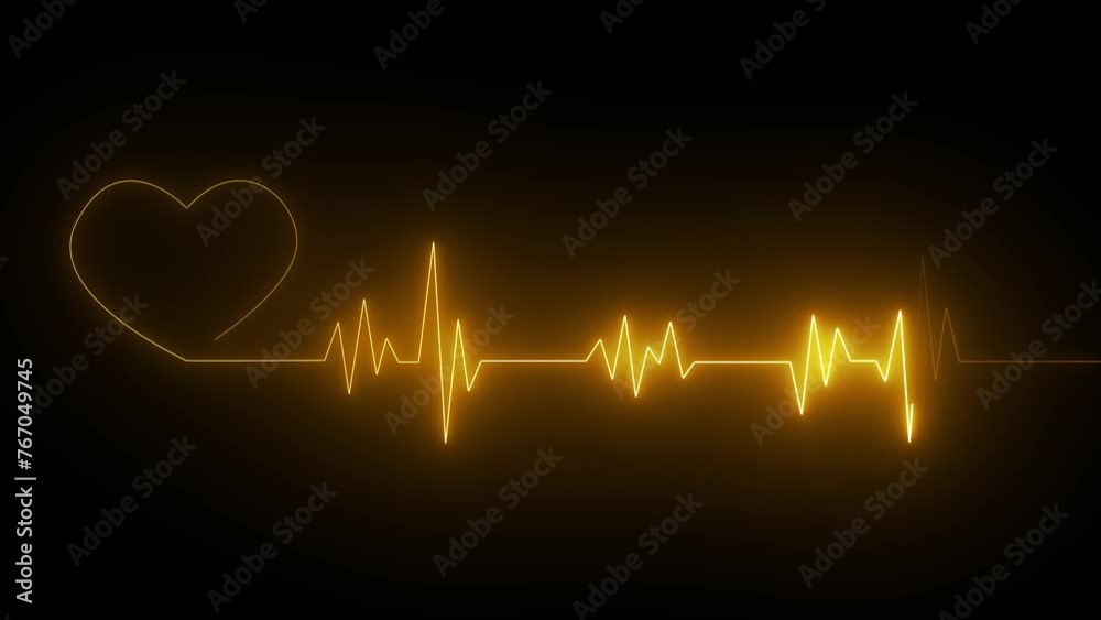 Neon line heartbeat.Seamlessly loop electrocardiogram medical screen ...