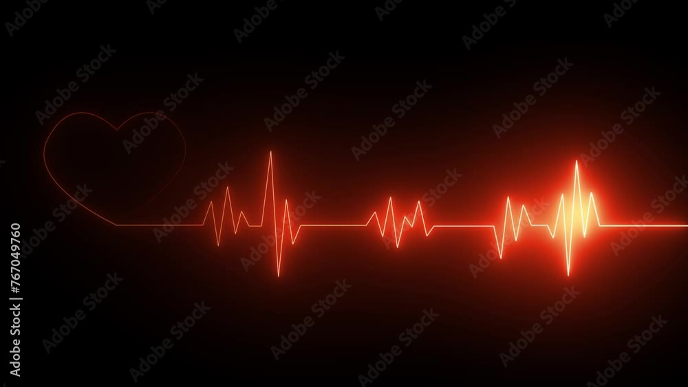 Neon line heartbeat.Seamlessly loop electrocardiogram medical screen ...