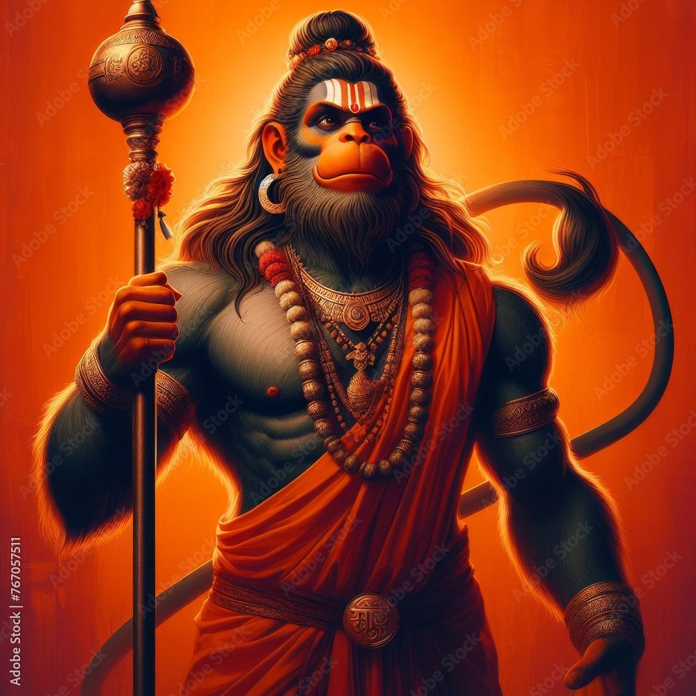 Divine Hanumanji in Orange Background Stock Photo | Adobe Stock
