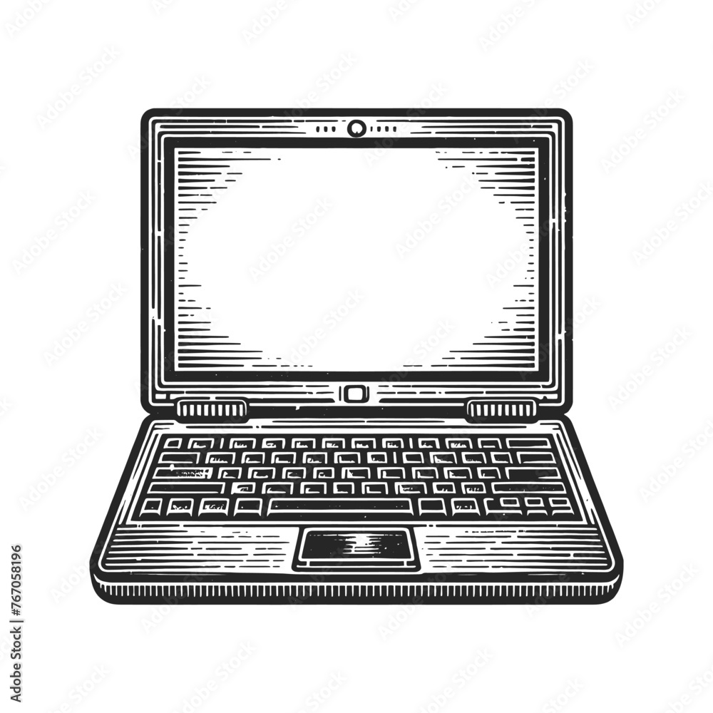 Open laptop computer, showcasing the classic design elements of early ...