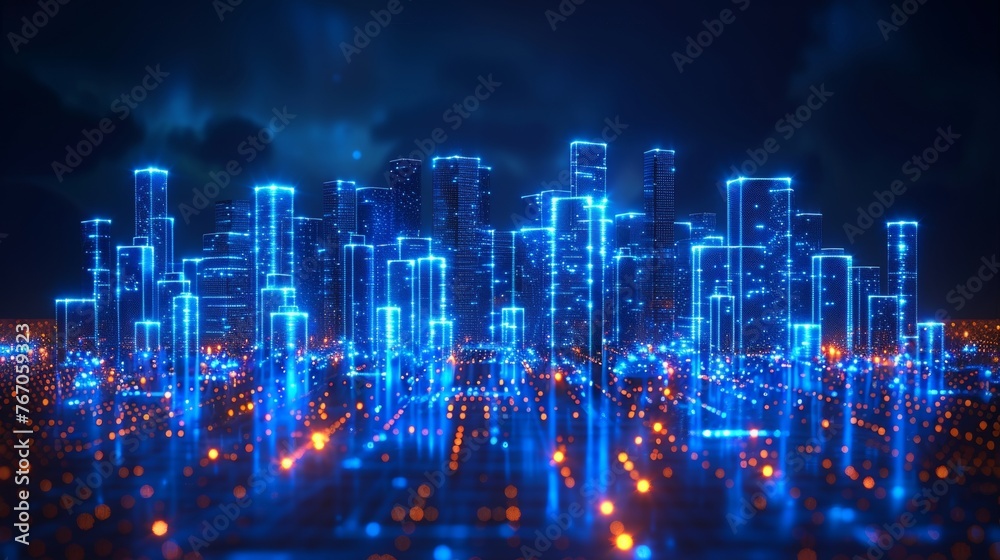 A smart city or a wireless network. Low poly wireframe illustration ...