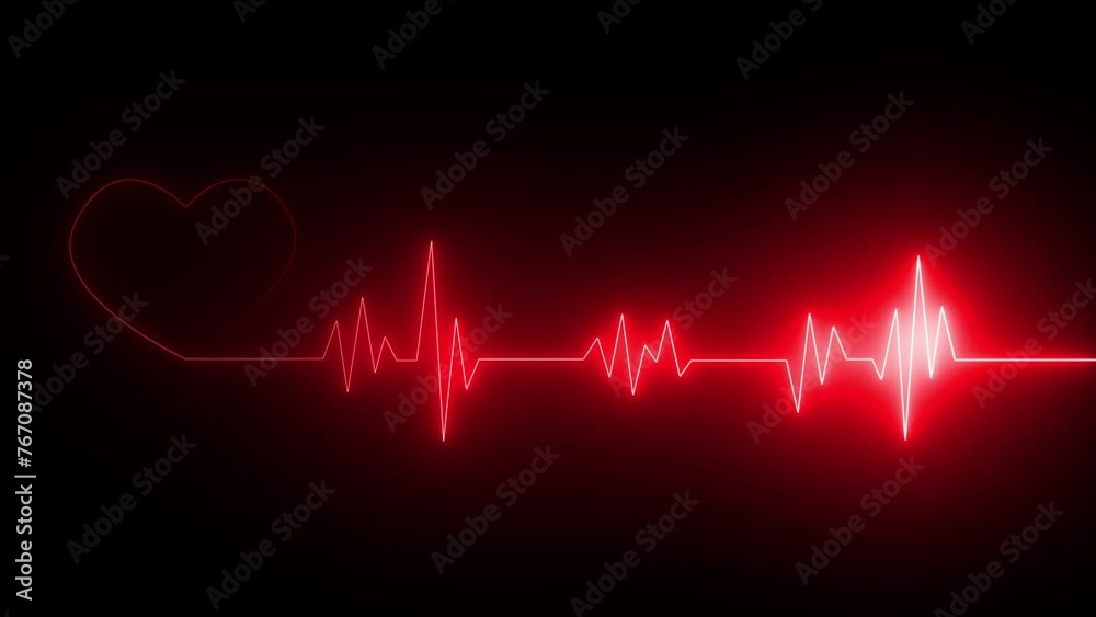 Neon line heartbeat.Seamlessly loop electrocardiogram medical screen ...