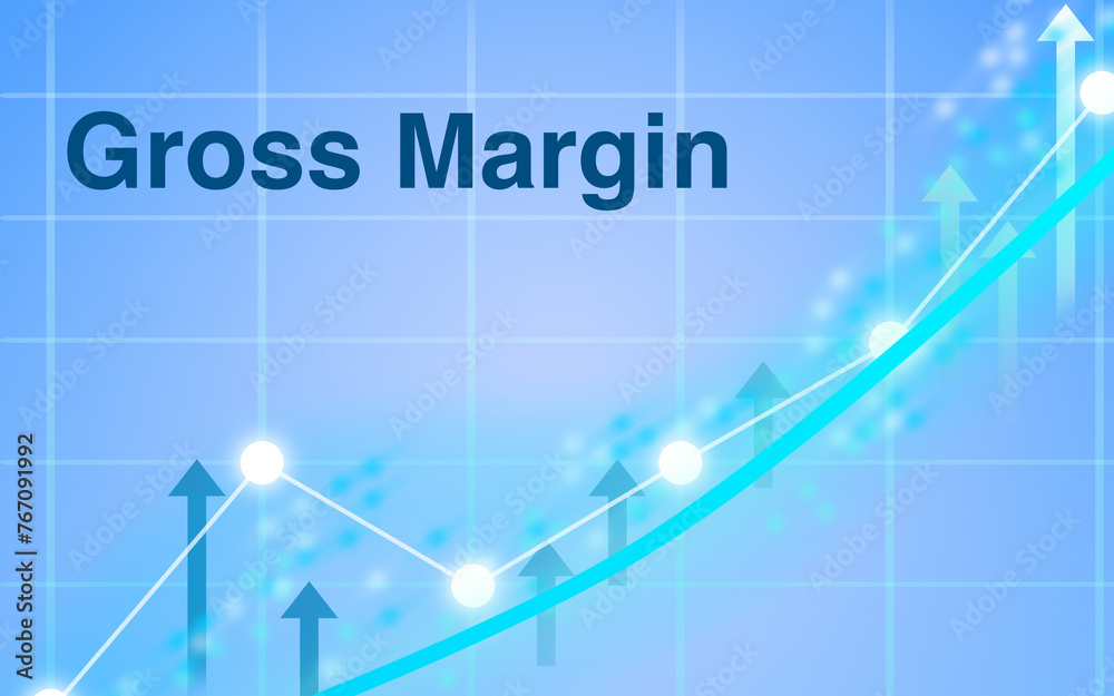 Gross Margin lettering - blue business graph shows growth and success ...