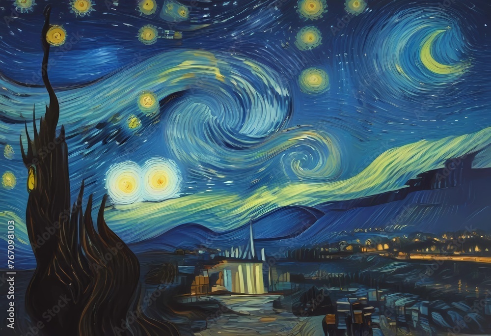 Van Gogh's Starry Night. Future day Van Gogh inspired night sky ...