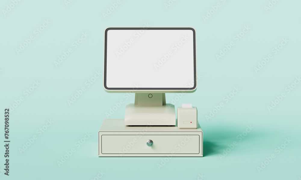 포스기 컴퓨터 목업 POS System Computer Mock up Stock Illustration | Adobe Stock