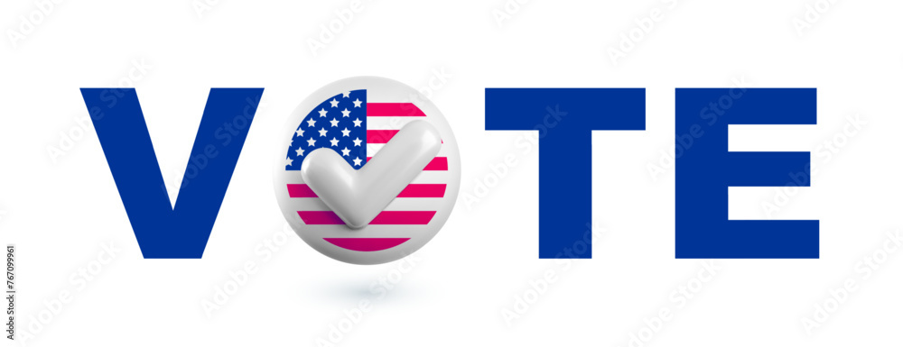 USA election vote word with checkmark symbol. Realistic vector 3d ...