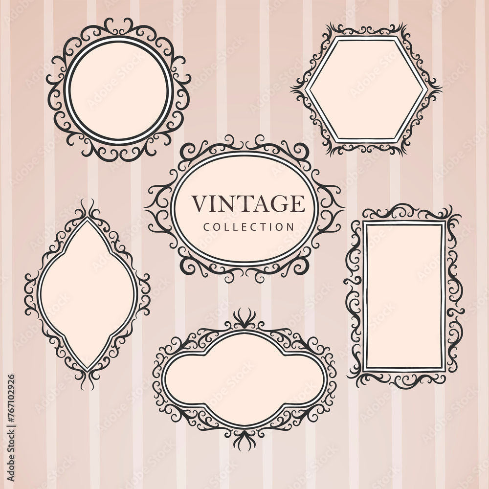 Vintage sign frames. Old decorative frame design, retro ornate label ...