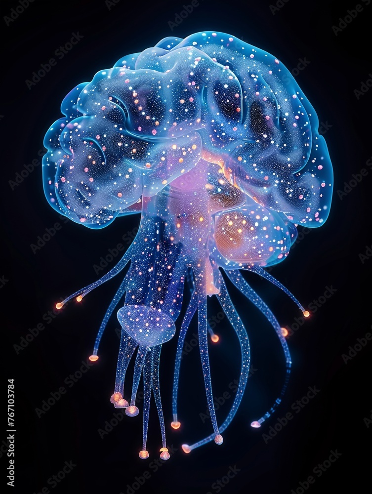 Brains limbic system, emotions in color, neural pathways illuminated ...