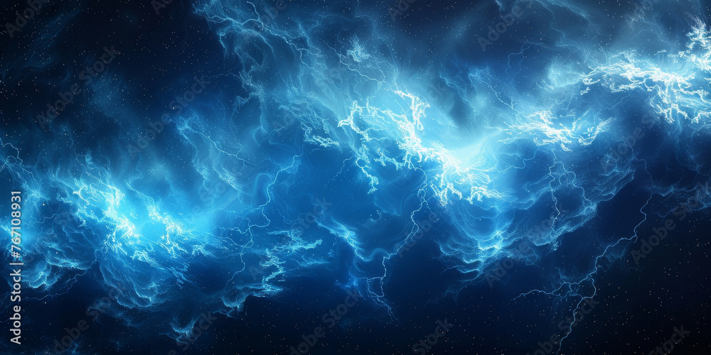 This photo depicts a striking abstract image of a blue and black ...