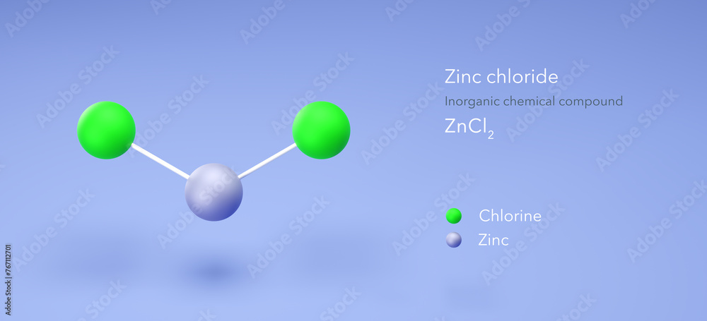 zinc chloride molecule, molecular structures, inorganic chemical ...