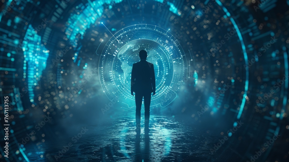 Imagine a vivid depiction of a cybersecurity expert actively responding ...