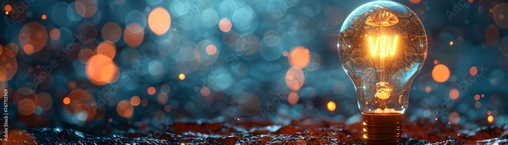 Creating a digital artwork featuring a glowing light bulb using ...