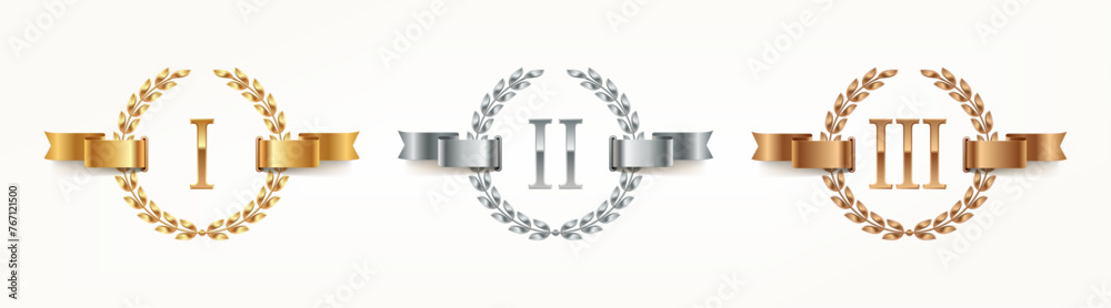 Set of emblems for awards. First place, second place and third place ...