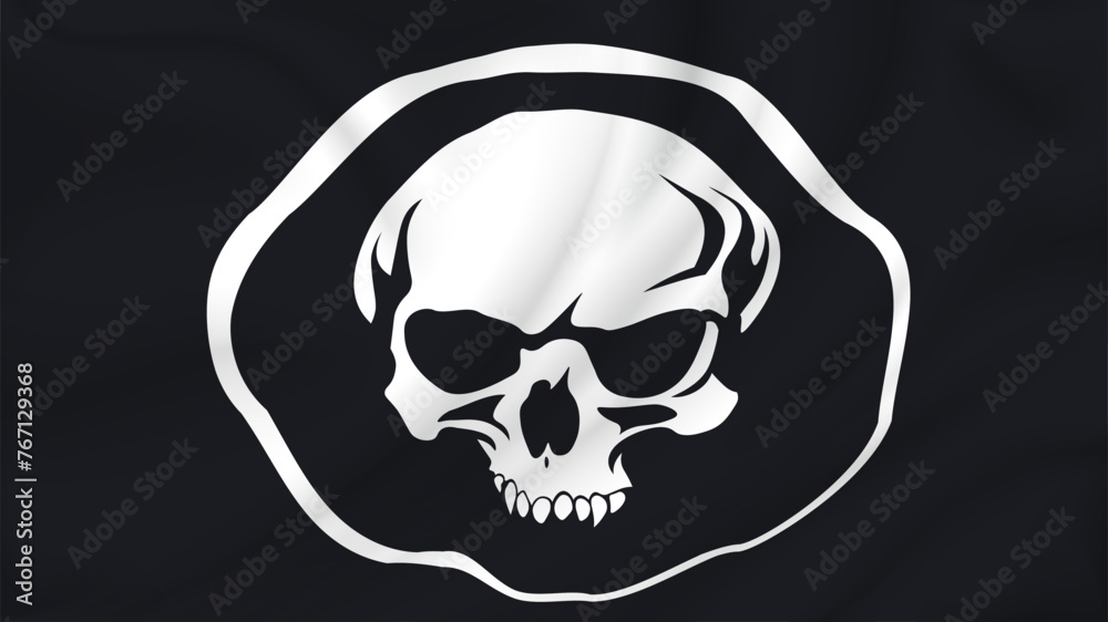 Jolly roger 3d realistic render. The pirate symbol is white on a black ...