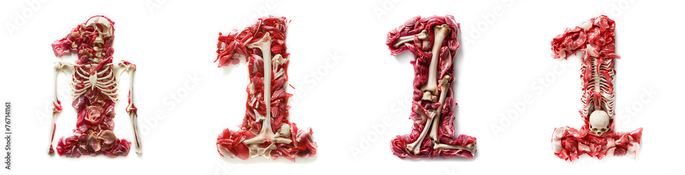 Number One Horror alphabet and number concept. Halloween isolated text ...